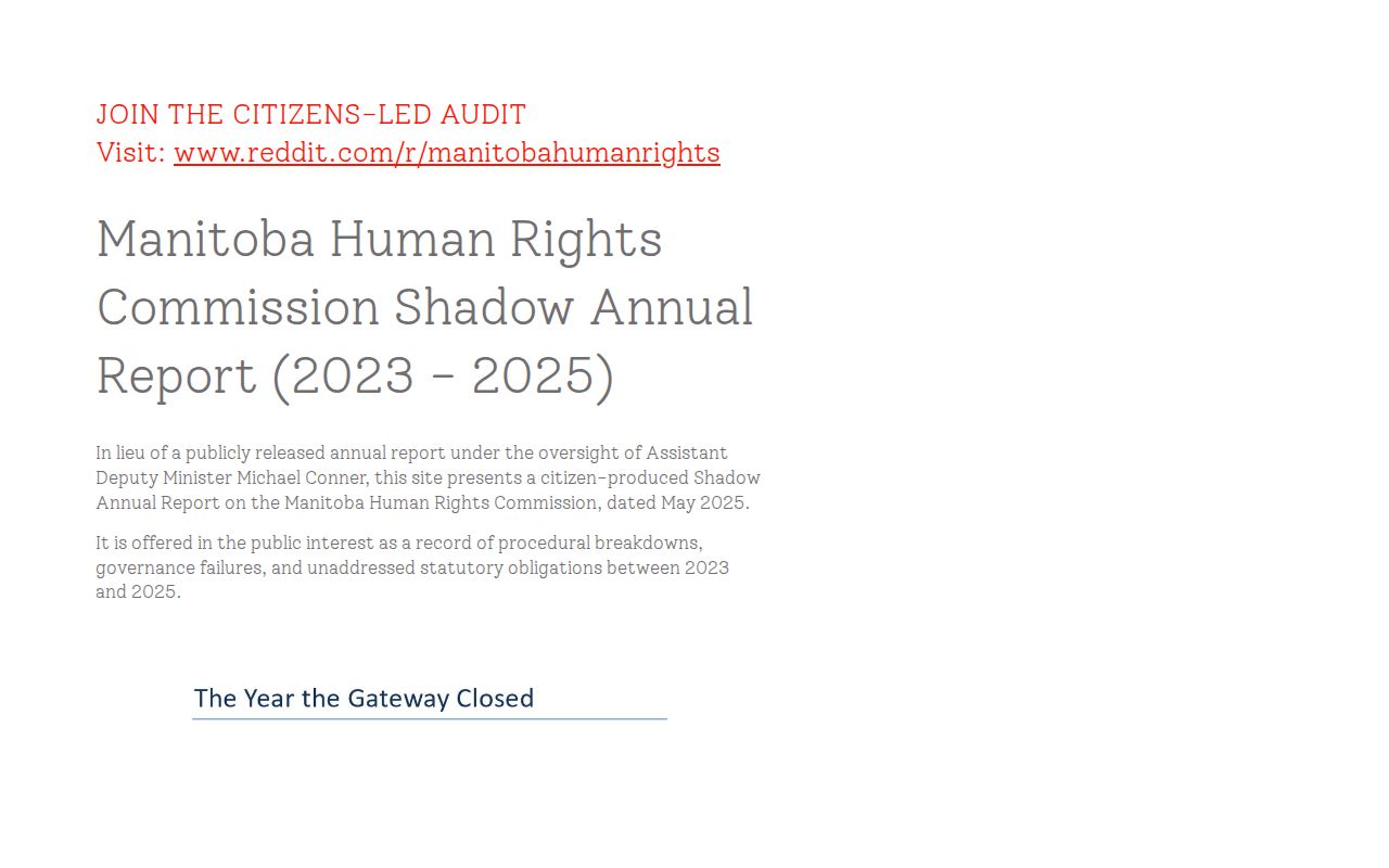Manitoba Human Rights Commission: Shadow Report (2023–2025)